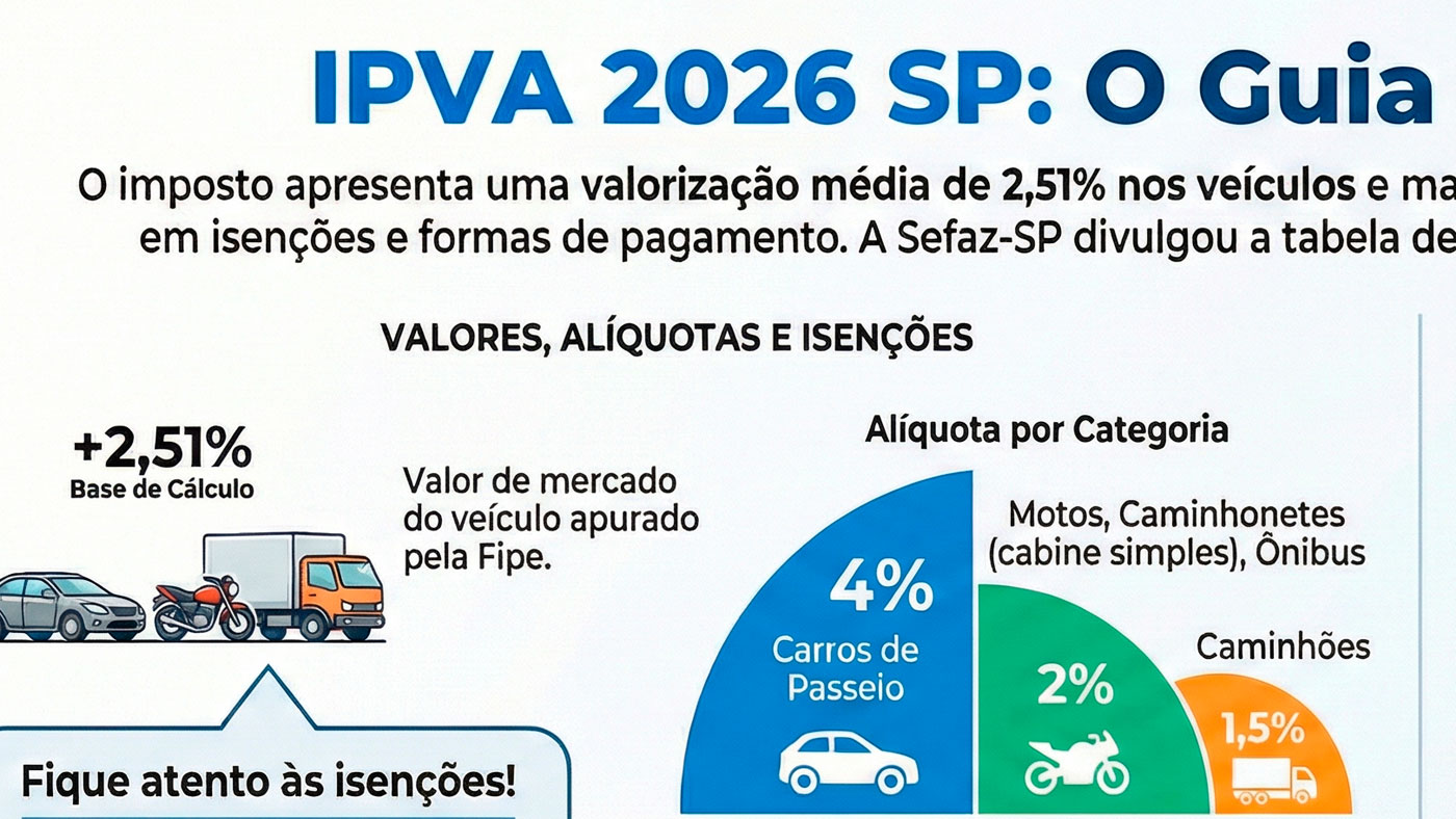 Calendário IPVA-SP 2026: valor, desconto, alíquota e consulta