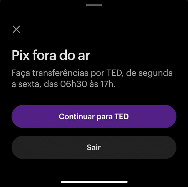 Instabilidade no aplicativo do Nubank deixa Pix fora do ar Instabilidade no aplicativo do Nubank deixa Pix fora do ar