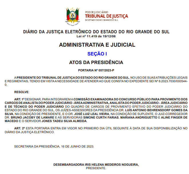 Concurso TJ-RS 2023: Edital para Técnicos e Analistas tem comissão formada