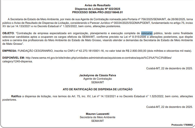 Concurso SEMA MT: Cesgranrio é a banca organizadora; 150 vagas de R$ 9. ...
