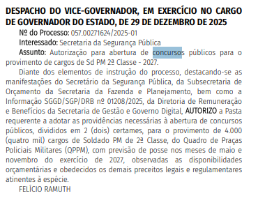 Concurso PM-SP 2026 para Soldado é autorizado para 4.000 vagas